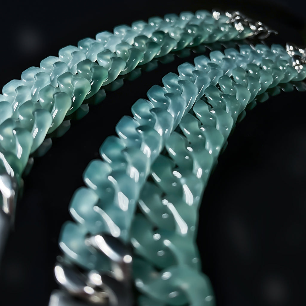 Handcrafted Jade Cuban Link Chain – Premium blue Jade Necklace for Men ...